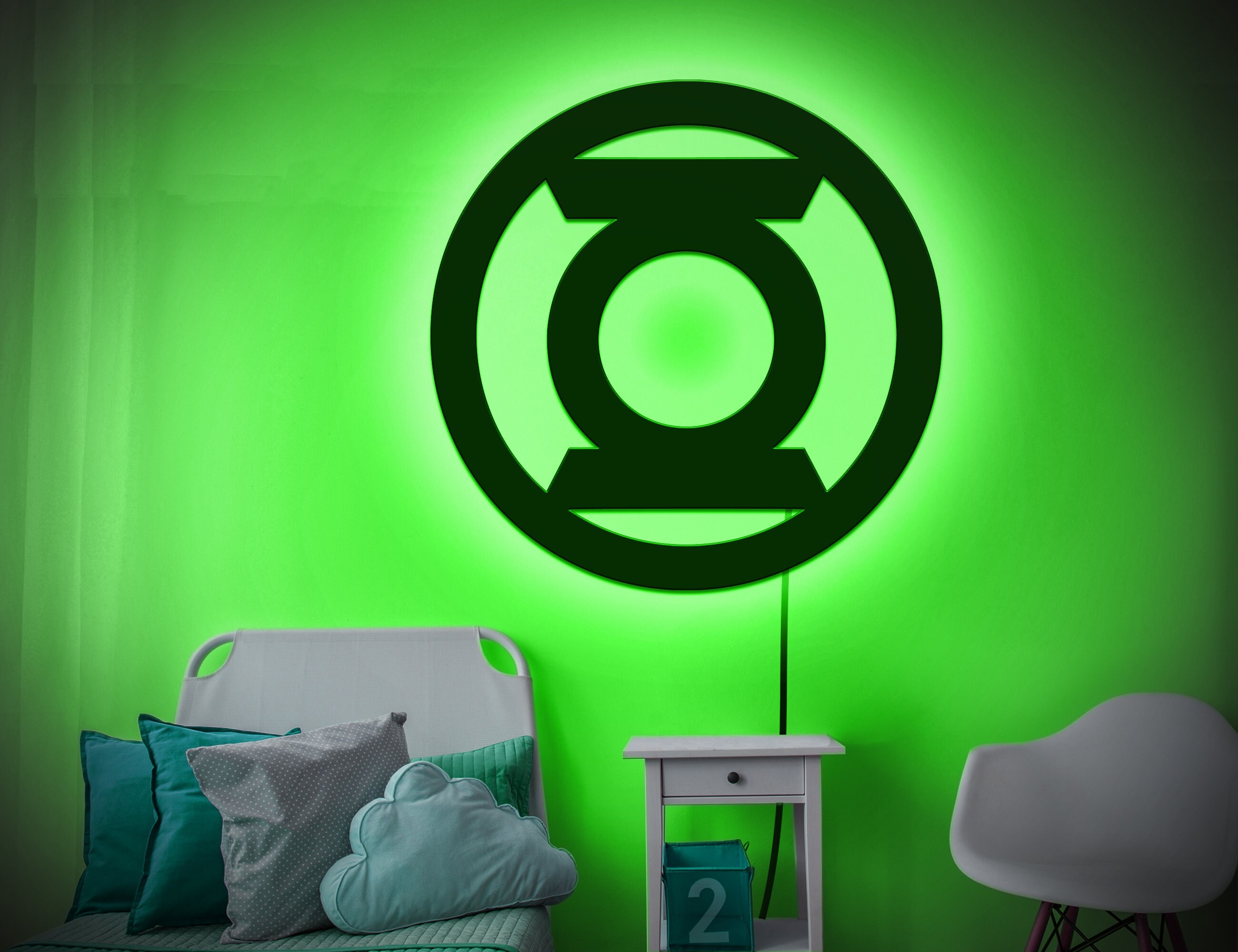 Green Heroe Wall Decor Led Sign Glow in the Dark Wall Art | Etsy