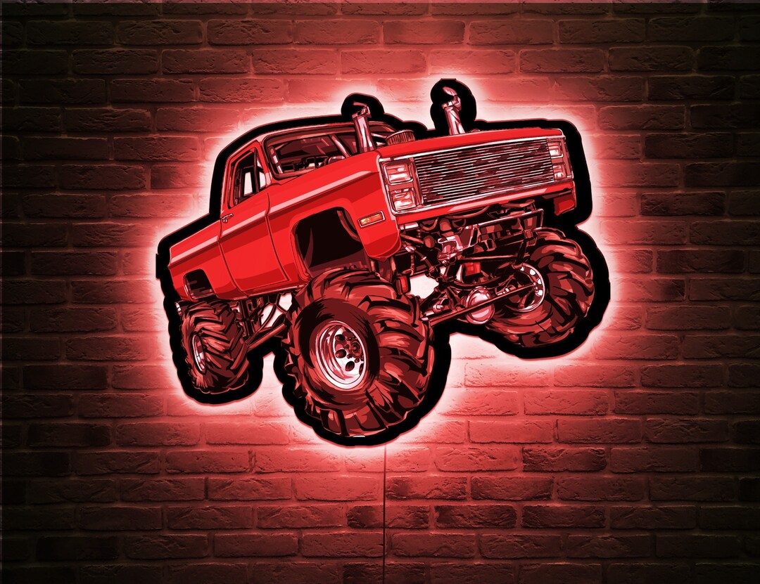 Custom Monster Truck Car Wall Decor Kids Monster Truck Light Lamp Neon ...