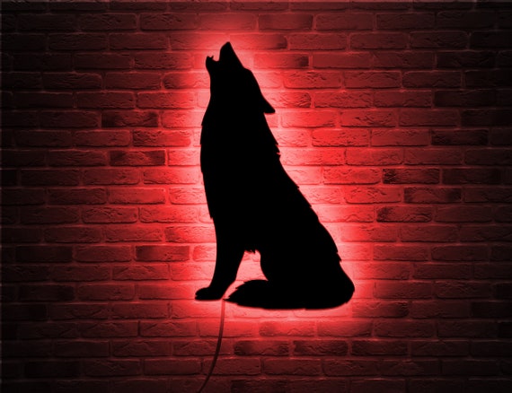 Wolf Wall Decor Sign Led Glow in the Dark Wall Art Lupus | Etsy