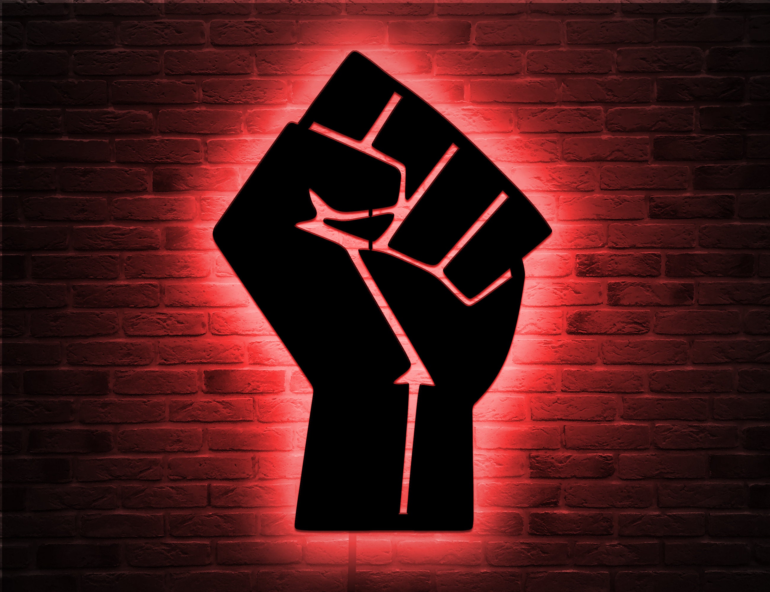 Raised Fist up Led Sign Wall Art Decor Glow in the Dark Wall - Etsy