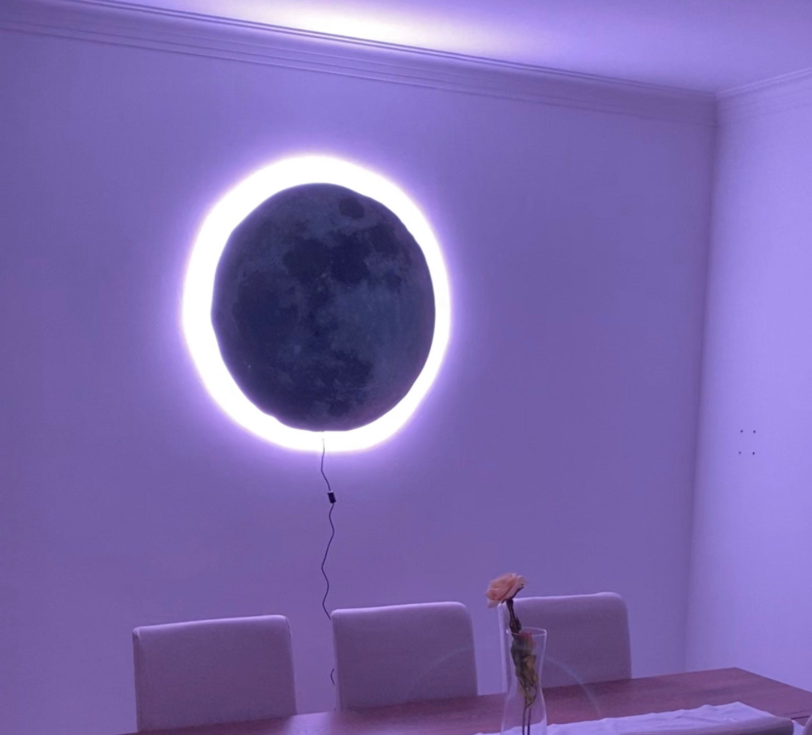 Moon Led Sign Wall Art Decor Glow in the Dark Wall Art Moon Light up 3D ...