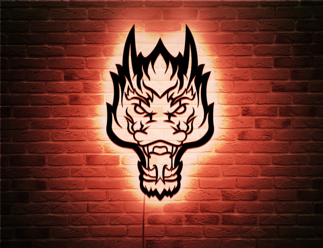 Chinese Dragon Wall Decor Sign Led Glow in the Dark Wall Art Home Decor ...