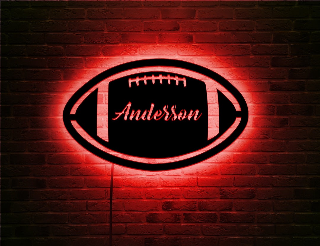 Personalize American Football Ball Led Sign Wall Art Decor Glow in the ...
