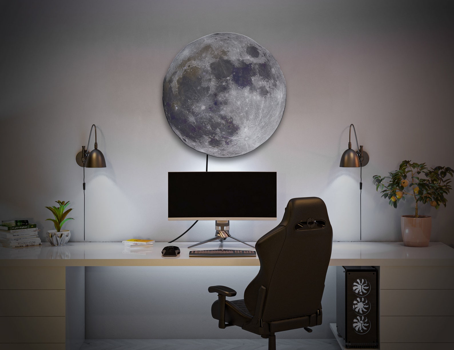 Moon Led Sign Wall Art Decor Glow in the Dark Wall Art Moon Light up 3D ...