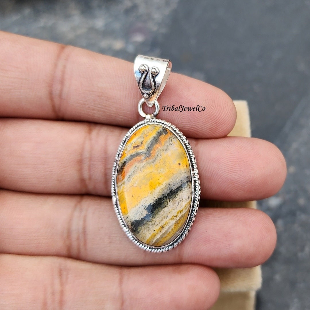 Bumblebee Jasper Pendant 925 Sterling Silver Pendant Bumblebee Jasper ...