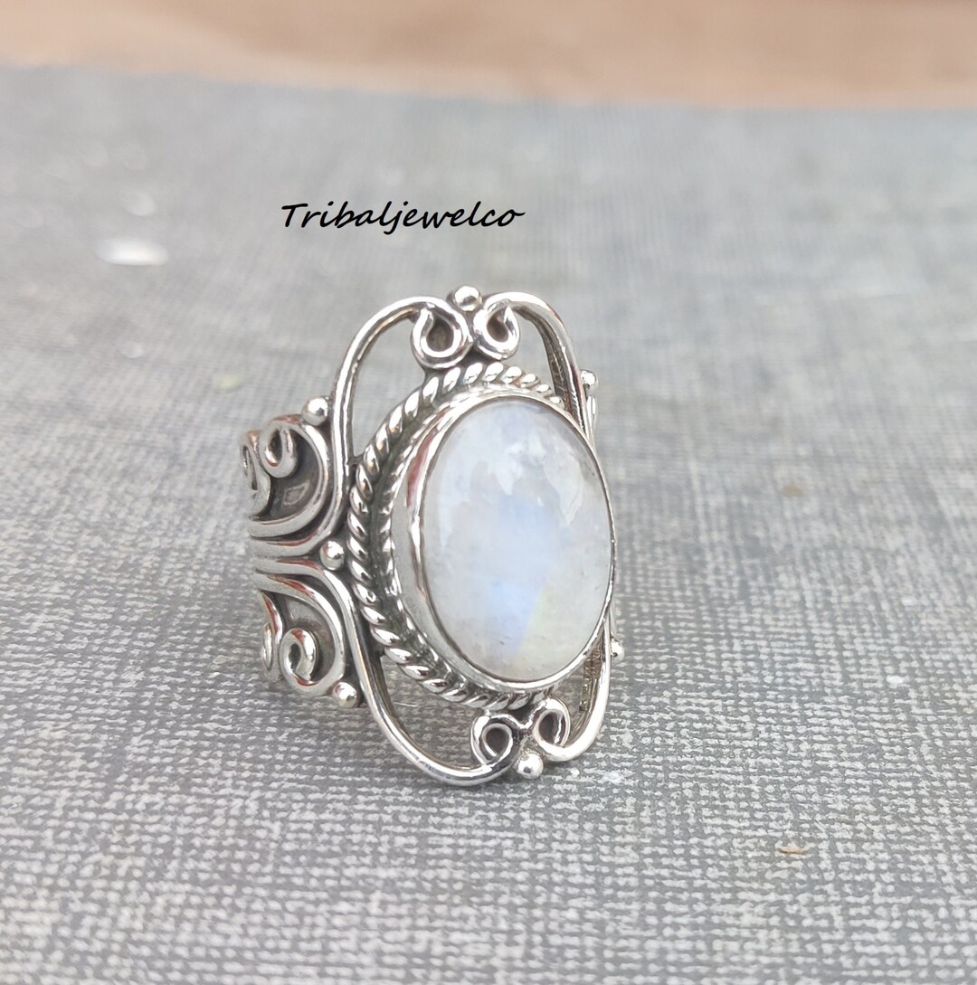 Handmade Sterling Silver Moonstone Ring: Tribal Artisan Jewelry - Etsy