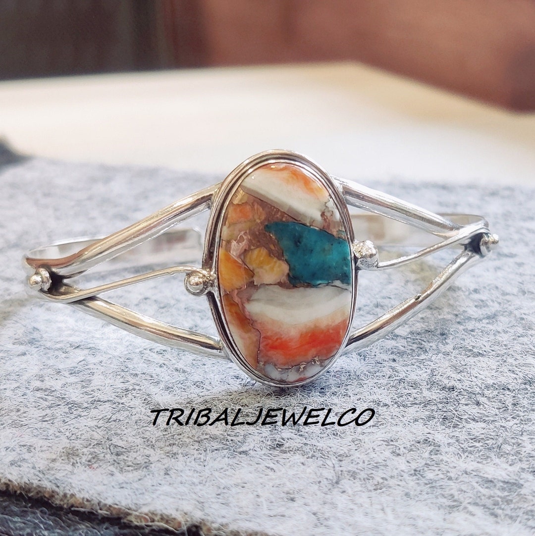 Oyster Copper Turquoise Bracelet for Gift, Dual Wire Cuffed Bracelet ...