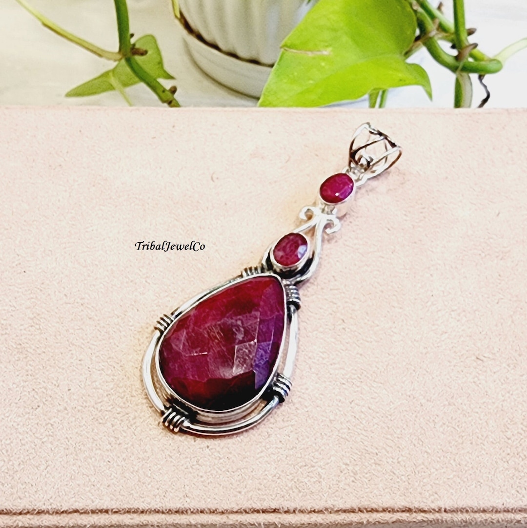 Stunning Ruby Stone Pendant, 925 Sterling Silver, Handmade Pendant ...