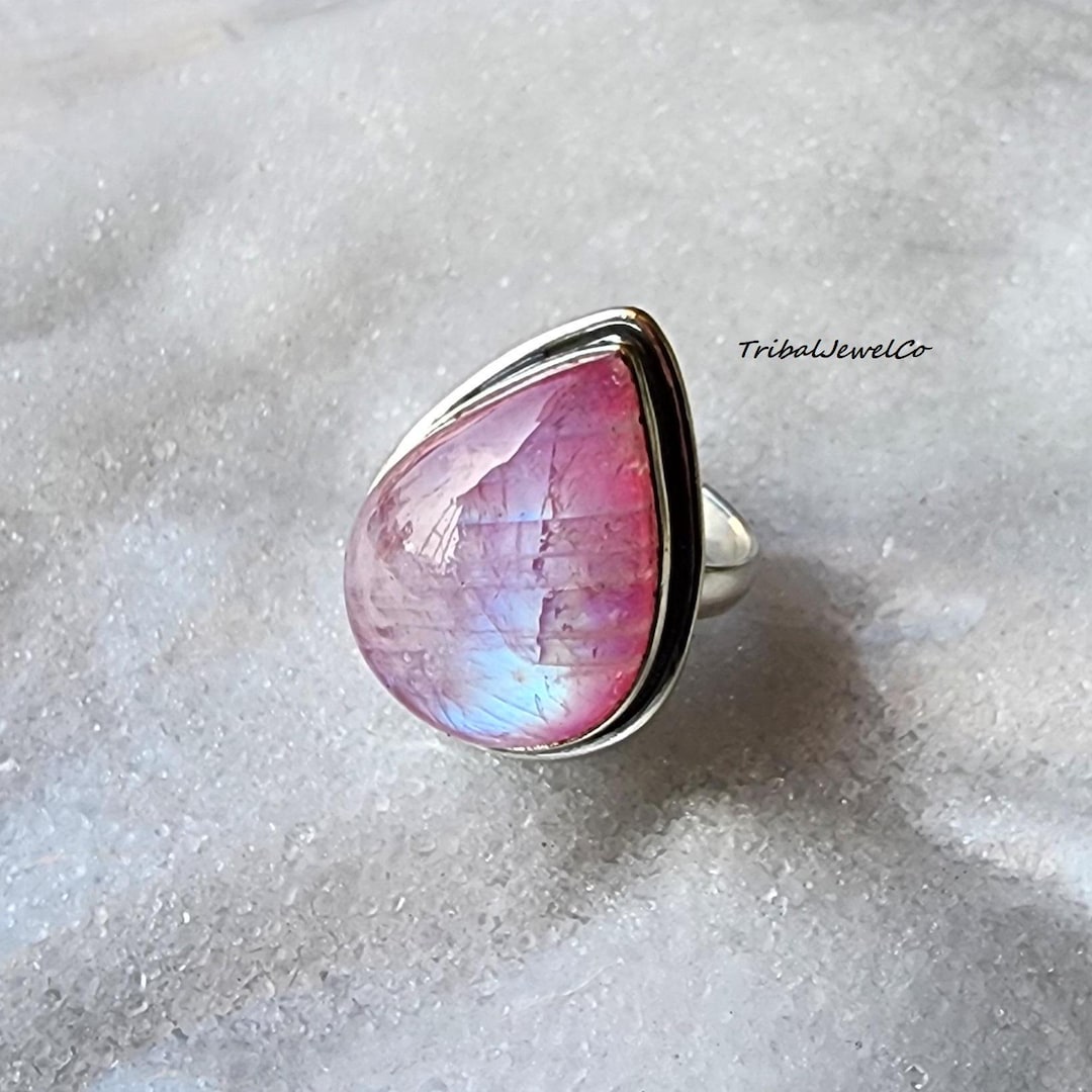 Pink Moonstone Ring, Pink Gemstone Ring,love and Light,goddess Glow 925 ...