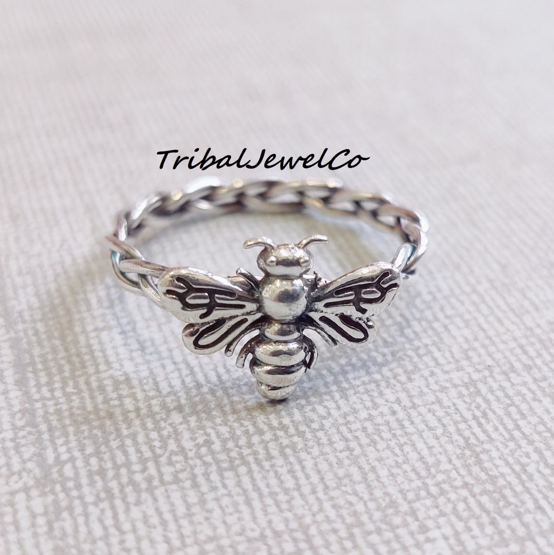 Honeybee Twisted Band Ring, 925 Sterling Silver, Honey Bee Friendship ...