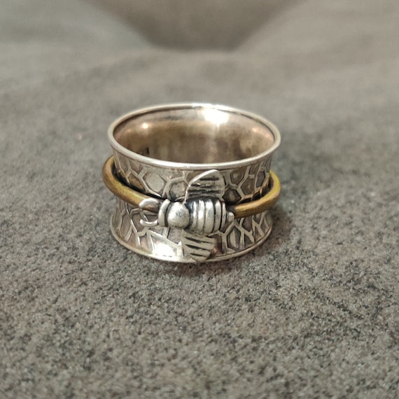 Honey Bee Spinner Ring 925 Sterling Silver Spinner Ring - Etsy