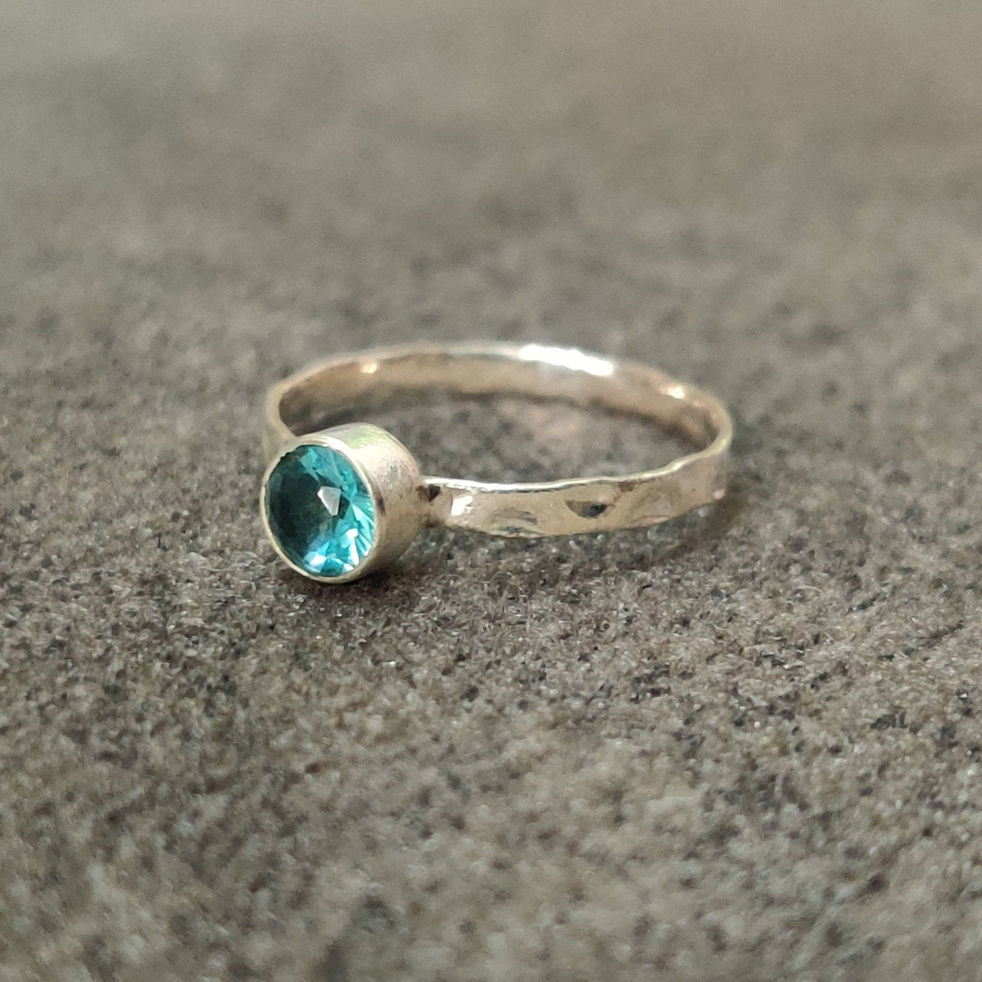 Blue Topaz Ring Stackable Topaz Ring Three Silver Ring