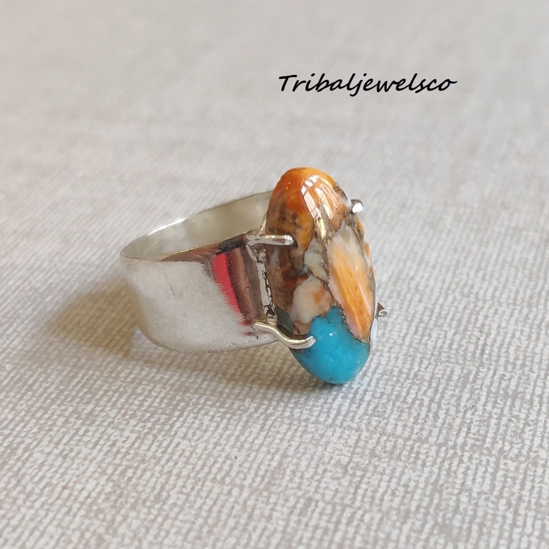 Elegant Oyster Copper Turquoise, Solid 925 Sterling, Ring for Women ...