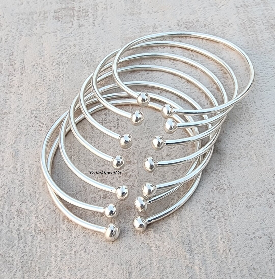 Handmade Sterling Silver Adjustable Bangle: Stackable Silver Bangles - Etsy