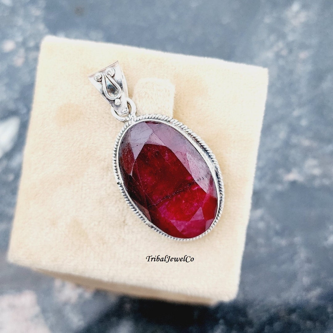 Stunning Ruby Stone Pendant, 925 Sterling Silver, Handmade Pendant ...