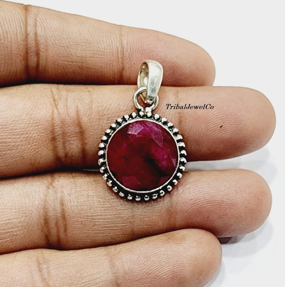 Stunning Ruby Stone Pendant, 925 Sterling Silver, Handmade Pendant ...