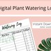Plant Watering Log Digital Download/plant Watering Log PDF Download ...