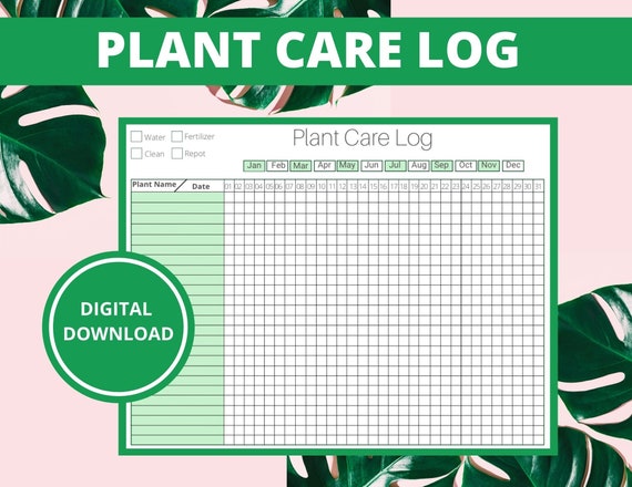 Plant Care Log Plant Care Tracker Plant Water and | Etsy