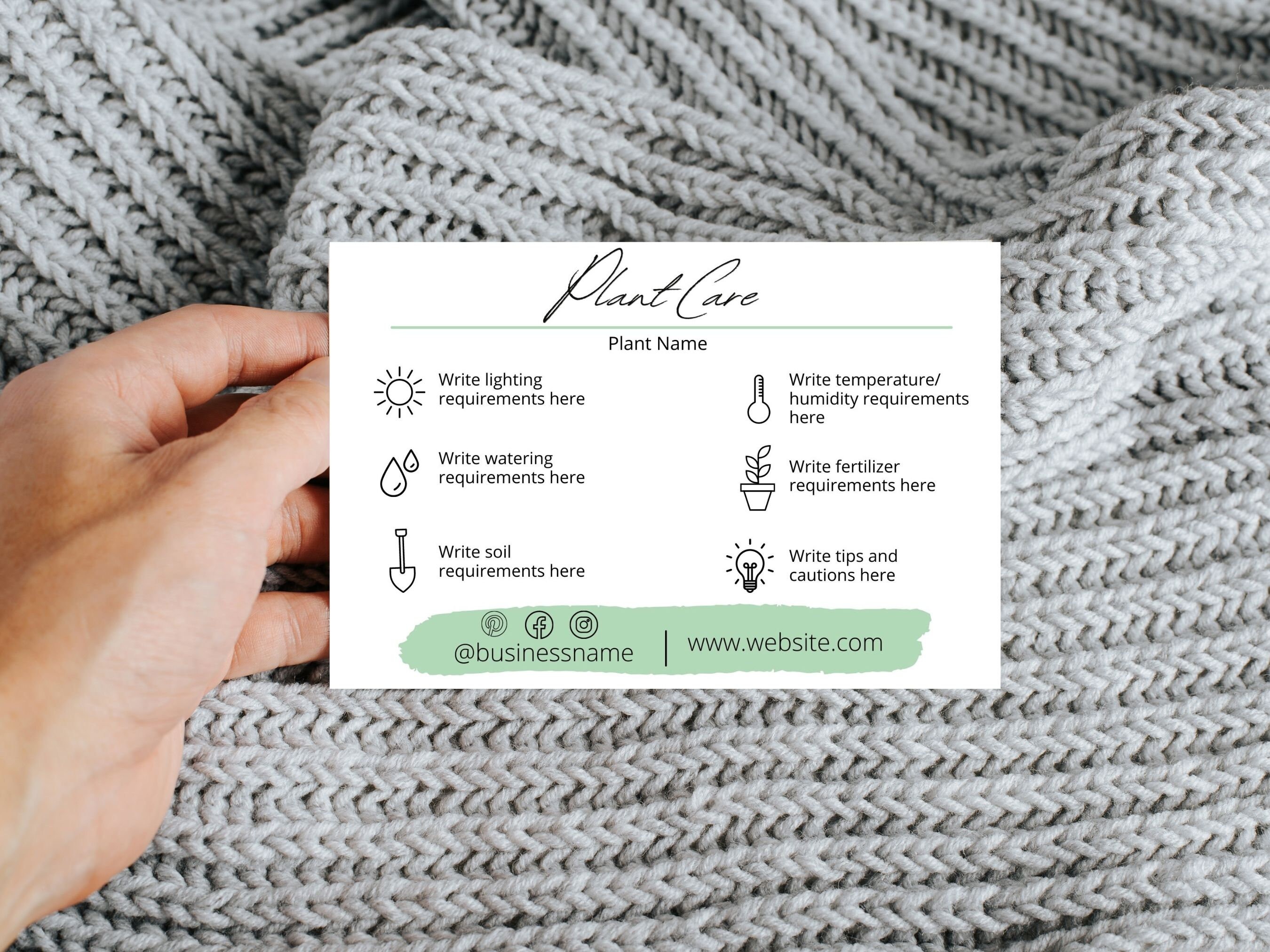 Editable Plant Care Card Printable Plant Care Card Template Plant Card ...