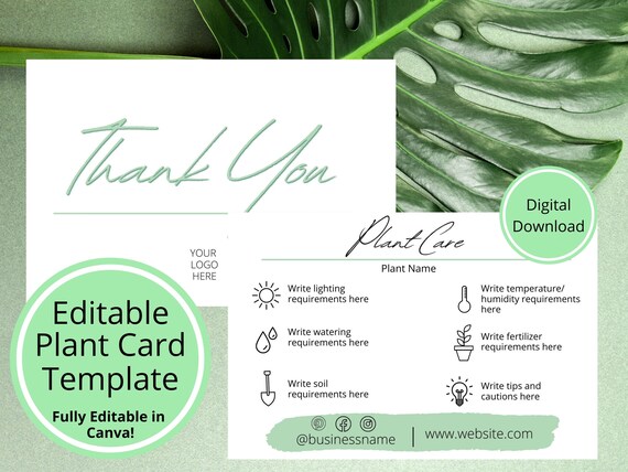 Editable Plant Care Card Printable Plant Care Card Template - Etsy Israel