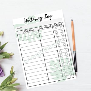 Plant Watering Log Digital Download/plant Watering Log PDF Download ...