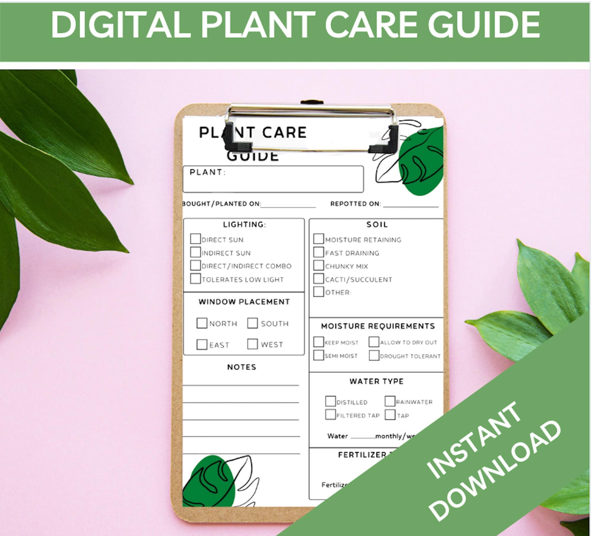 Plant Care Guide/houseplant Care Guide/plant Care Sheet/houseplant Care ...
