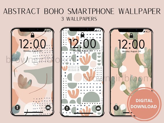 Digital Abstract Boho Wallpaper Boho Lock Screen Wallpaper | Etsy