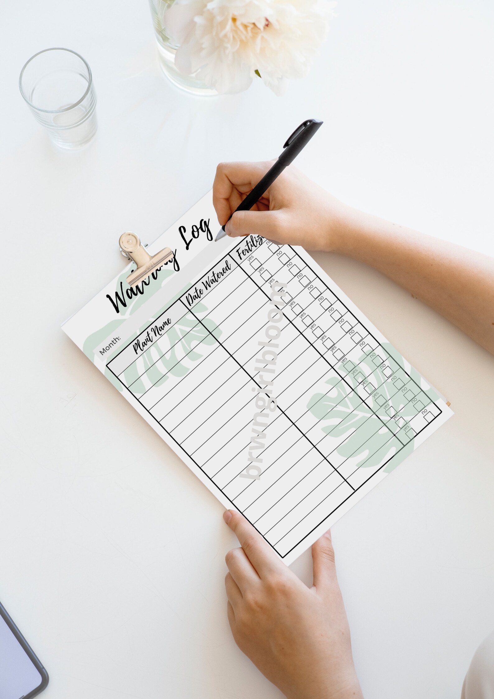 Plant Watering Log Digital Download/plant Watering Log PDF Download ...