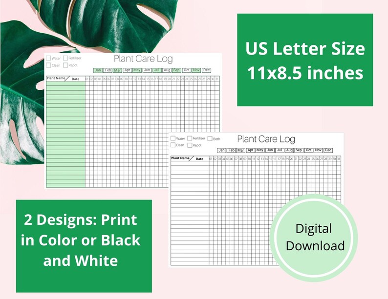 Plant Care Log | Plant Care Tracker | Plant Water and Fertilizer Log ...