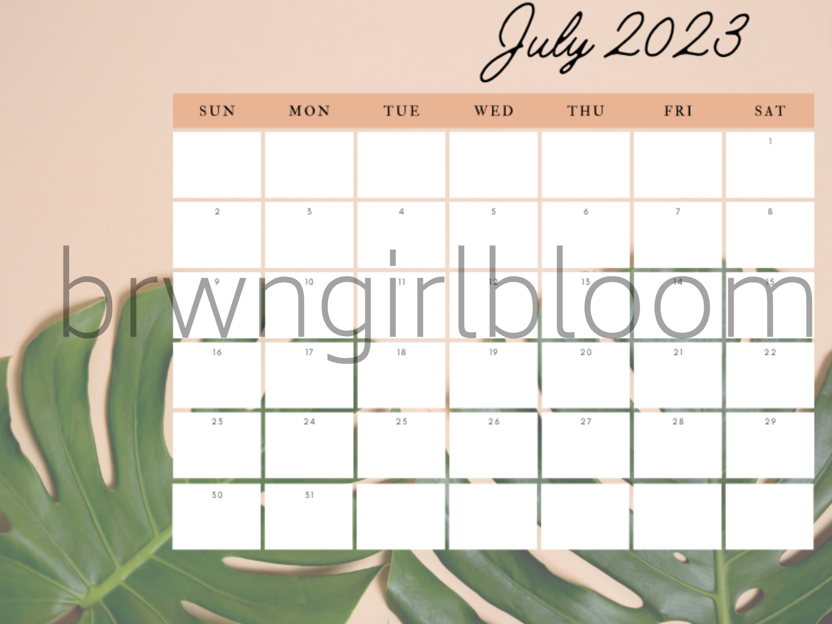 2023 Digital Boho Calendar/printable Boho Calendar/2023 Plant - Etsy