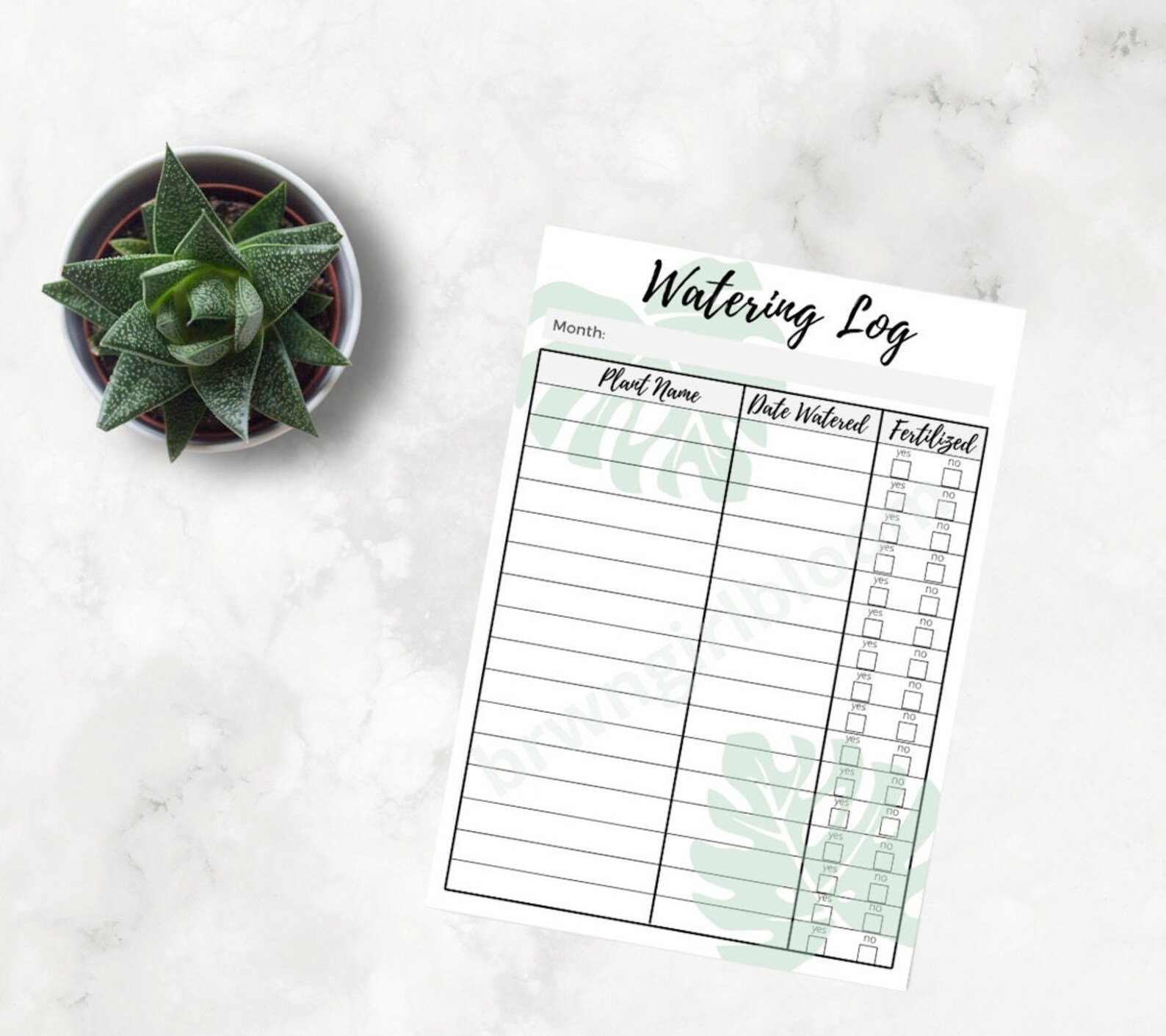 Plant Watering Log Digital Download/plant Watering Log PDF Download ...