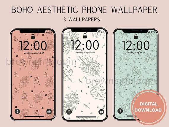 Digital Boho Aesthetic Wallpaper/boho Lock Screen | Etsy