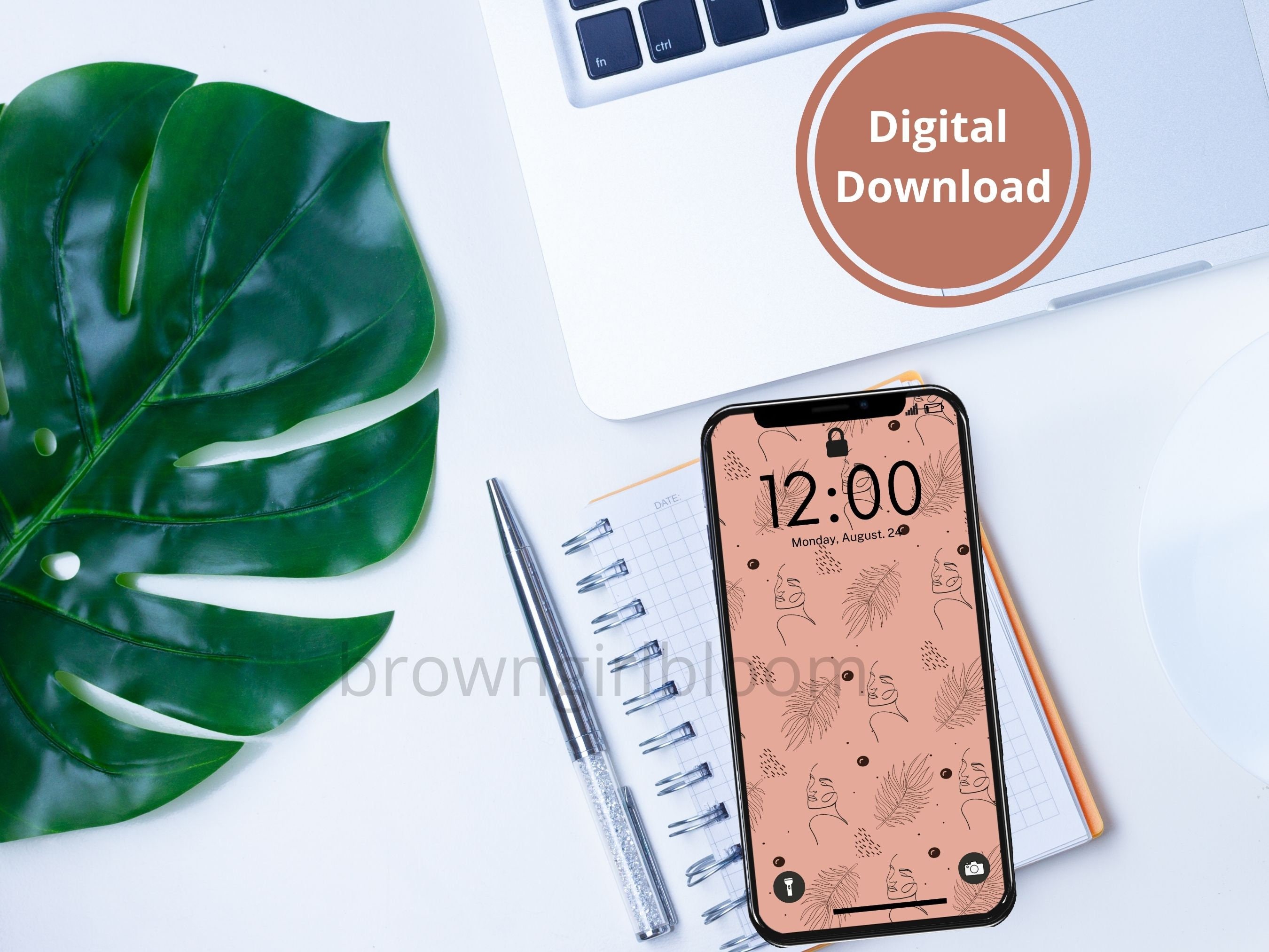 Digital Boho Aesthetic Wallpaper/boho Lock Screen Wallpaper/phone ...