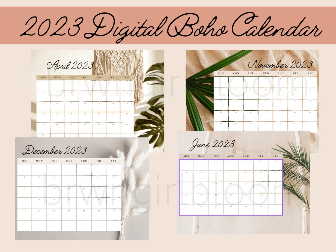 2023 Digital Boho Calendar/printable Boho Calendar/2023 Plant - Etsy
