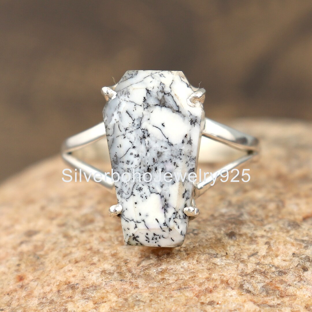 Merlinite Ring, Silver Handmade Coffin Ring, 925 Sterling Silver ...