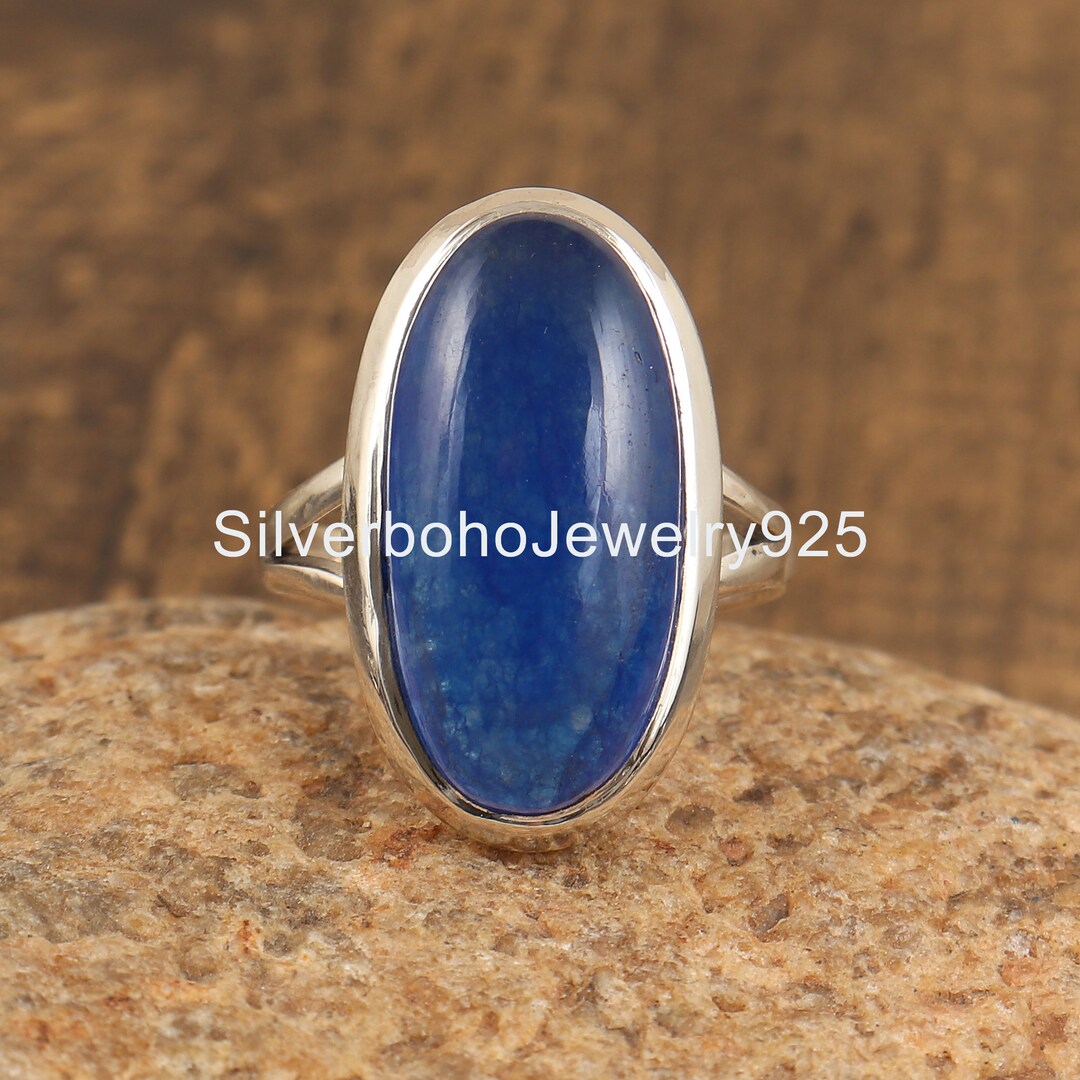 Beautiful Royal Blue Jade Ring, 925 Solid Ring for Women, Jade Ring ...