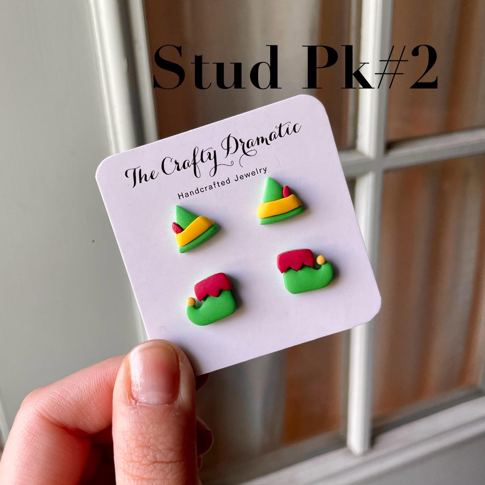 Christmas Clay Studs, Holiday Jewelry, Stud Packs, Santa Stud Earrings ...