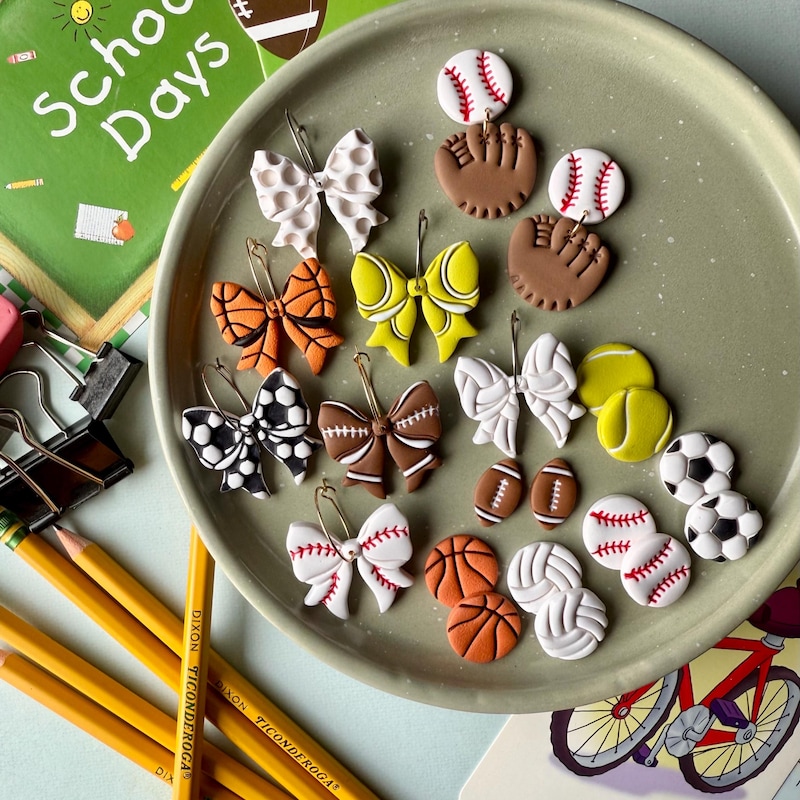 Bow and Football Studs - Etsy UK