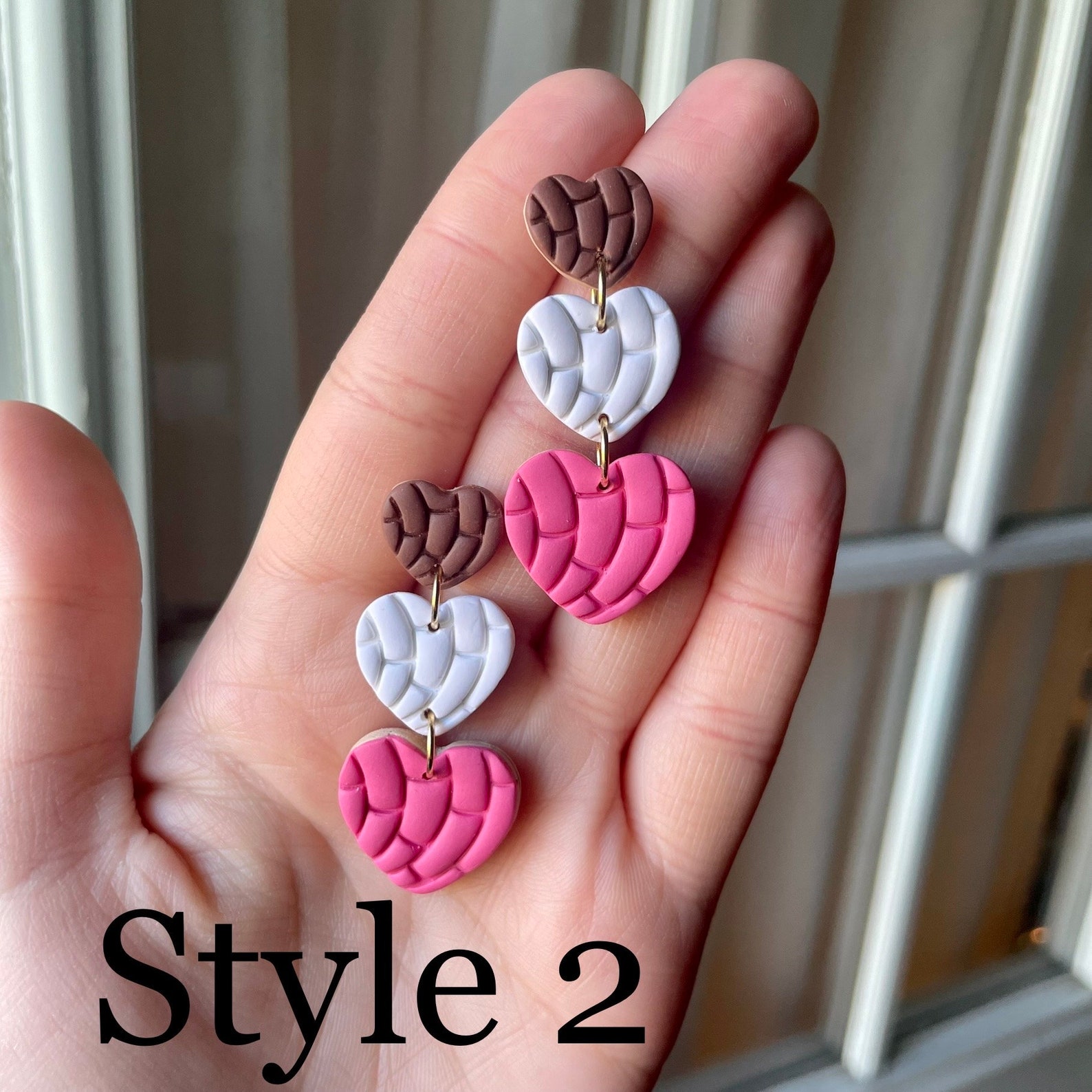 Mexican Concha Earrings, Valentine’s Day Clay Earrings, Statement Heart ...