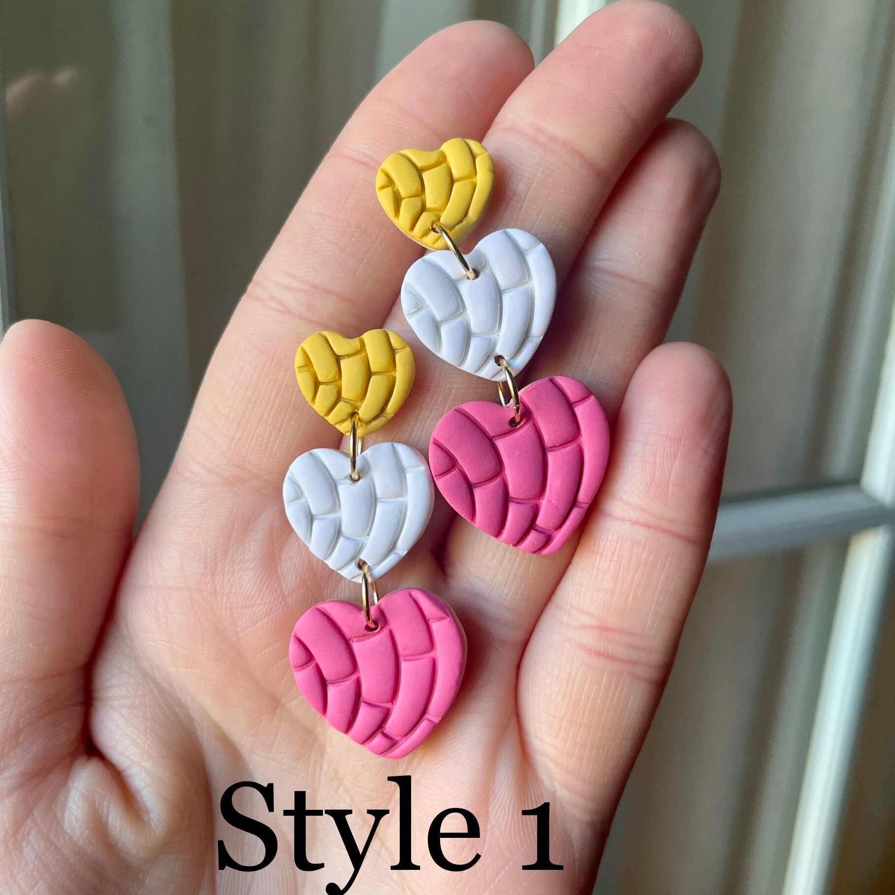 Mexican Concha Earrings, Valentine’s Day Clay Earrings, Statement Heart ...