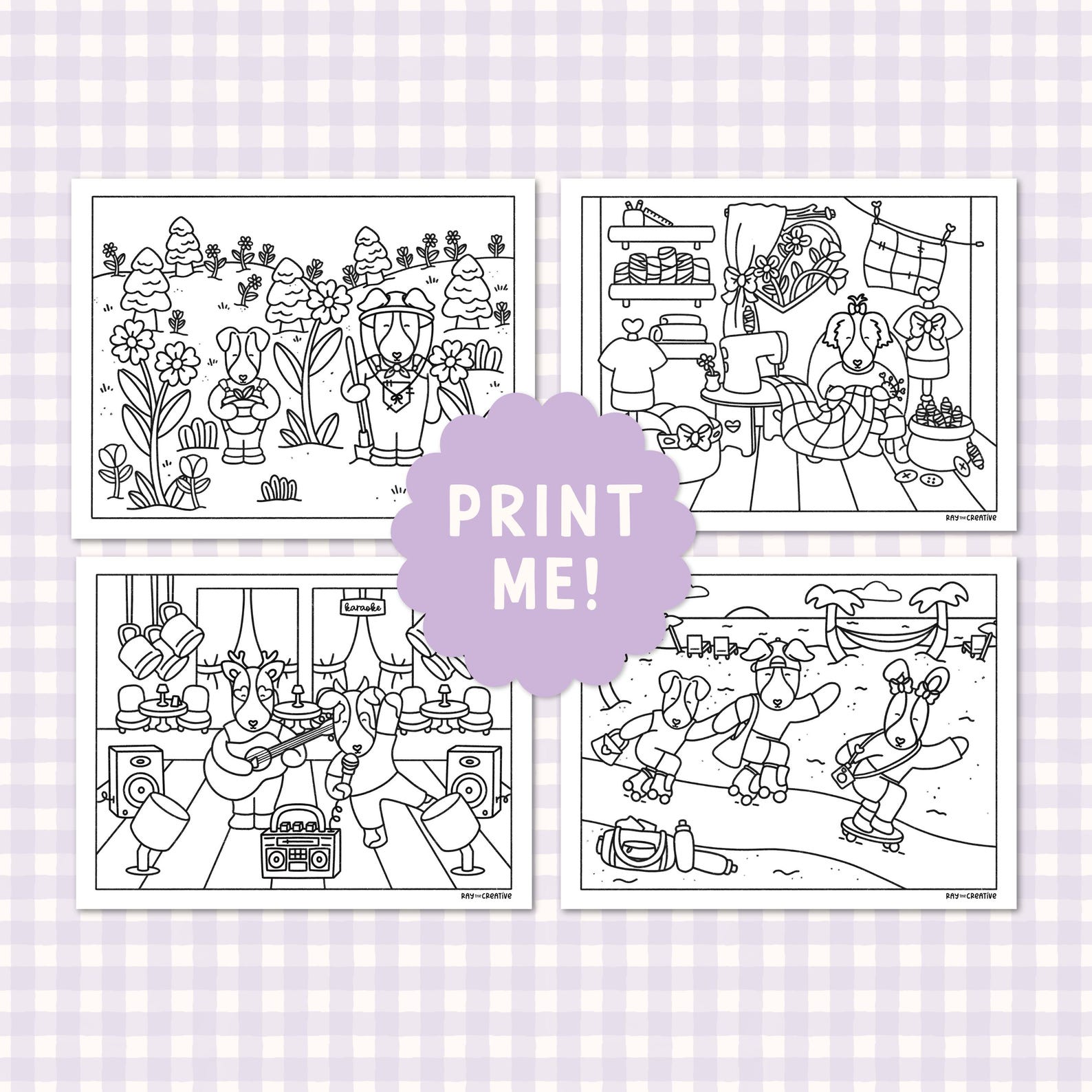 Happy Hobbies Printable Coloring Pages - Etsy