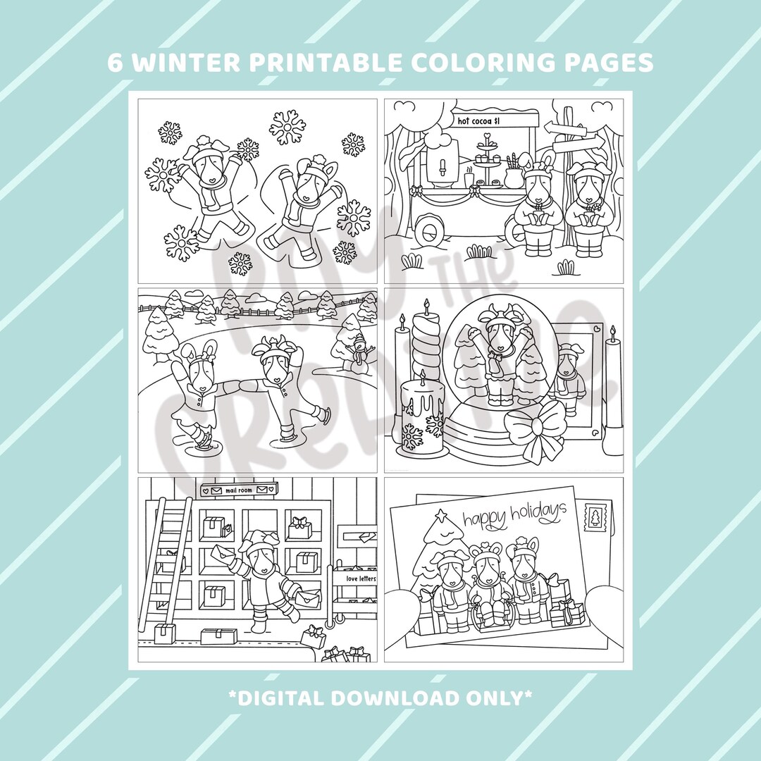 Winter Printable Coloring Book, Adventures of Murphy and Mo - Etsy