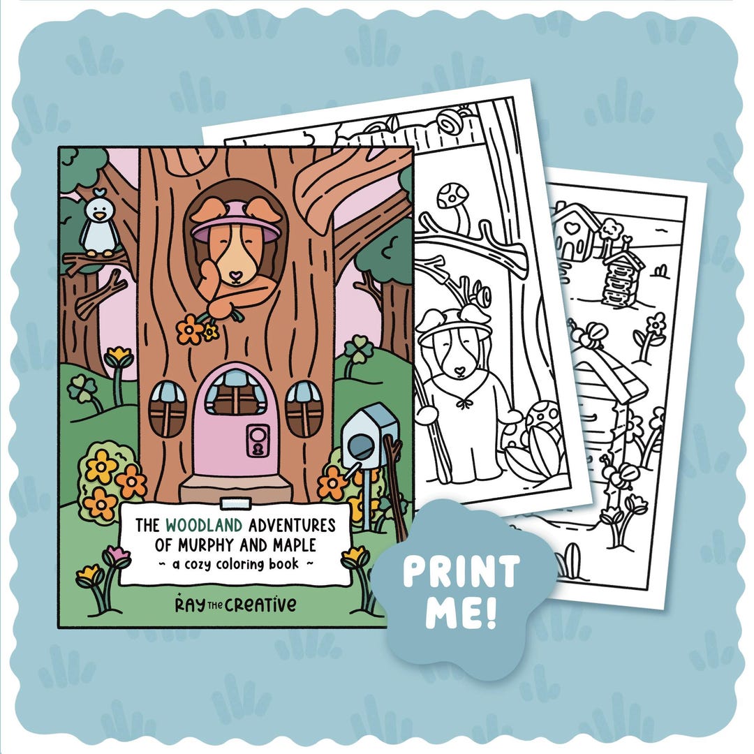 FULL Printable Coloring Book, Woodland Adventures, 16 Digital Pages - Etsy