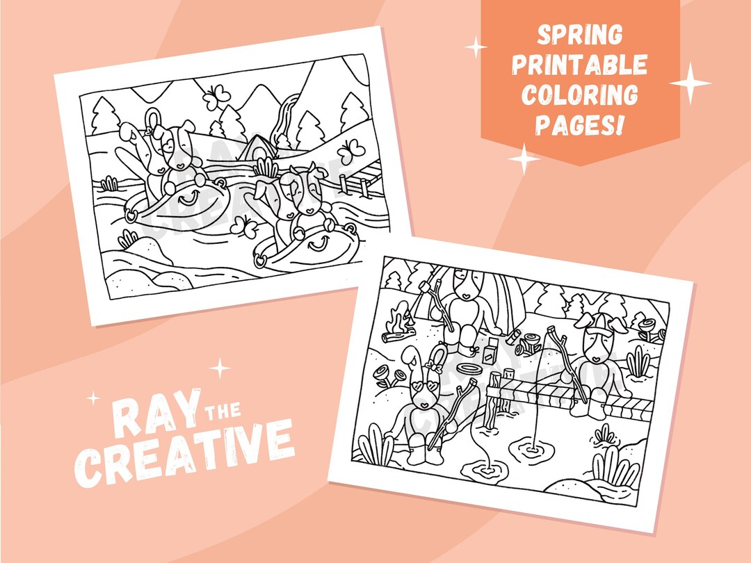 Digital Coloring Pages Spring - Etsy
