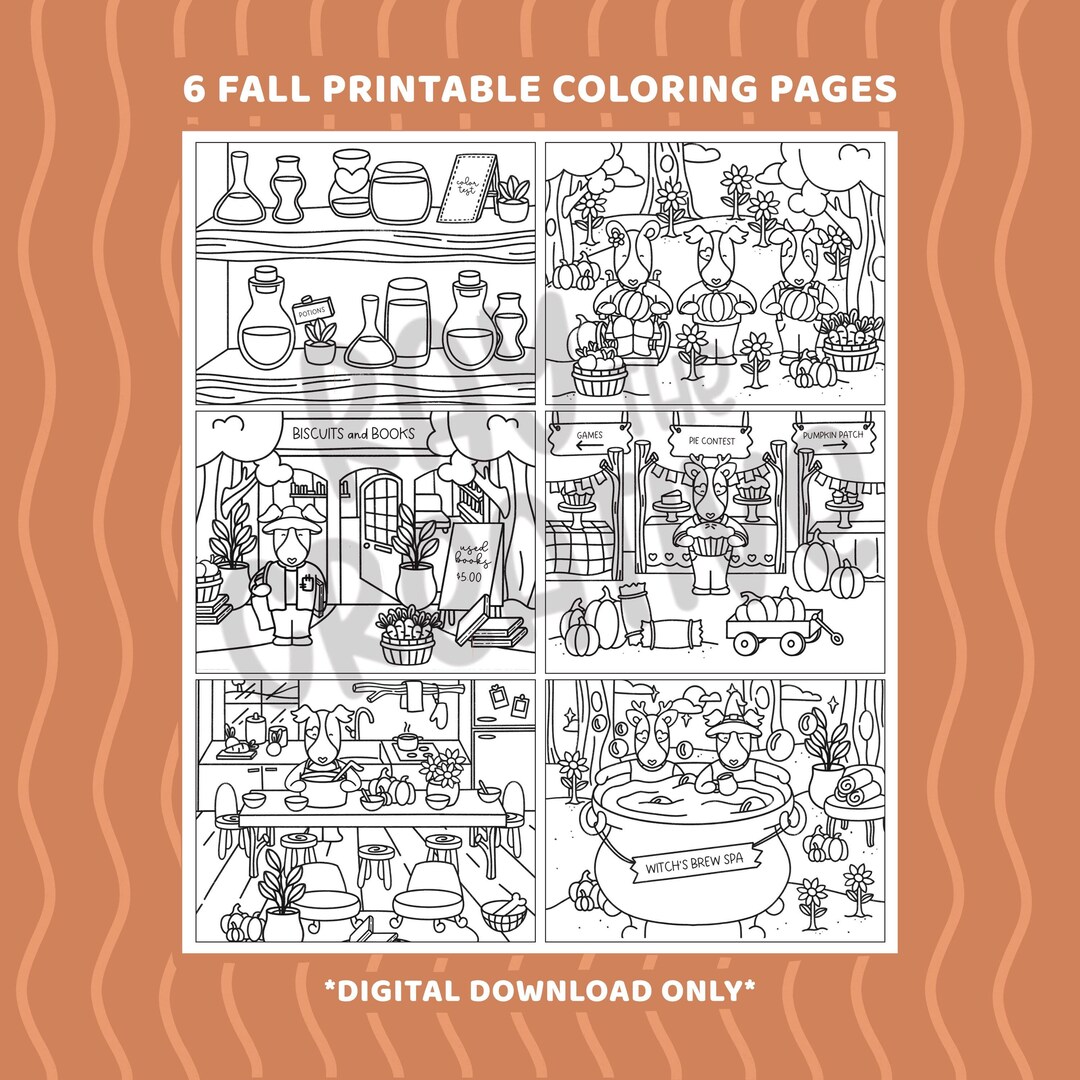 Fall Printable Coloring Book, Adventures of Murphy and Mo - Etsy