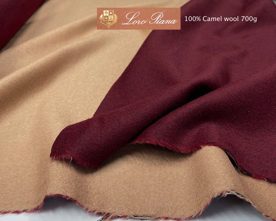 LORO PIANA Camel Hair Fabric, Burgundy Tan Coating, Double Face Wool ...
