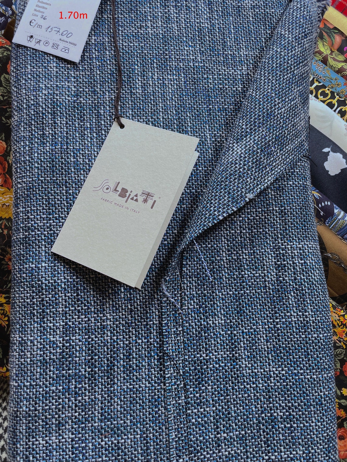 Wool Linen Cotton Suiting Fabric Blue-white Melange Hopsack - Etsy