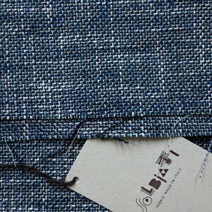 Wool Linen Cotton Suiting Fabric Blue-white Melange Hopsack - Etsy