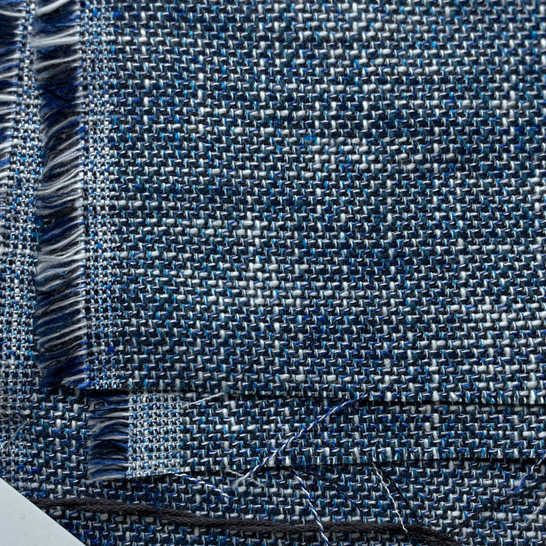 Wool Linen Cotton Suiting Fabric Blue-white Melange Hopsack - Etsy