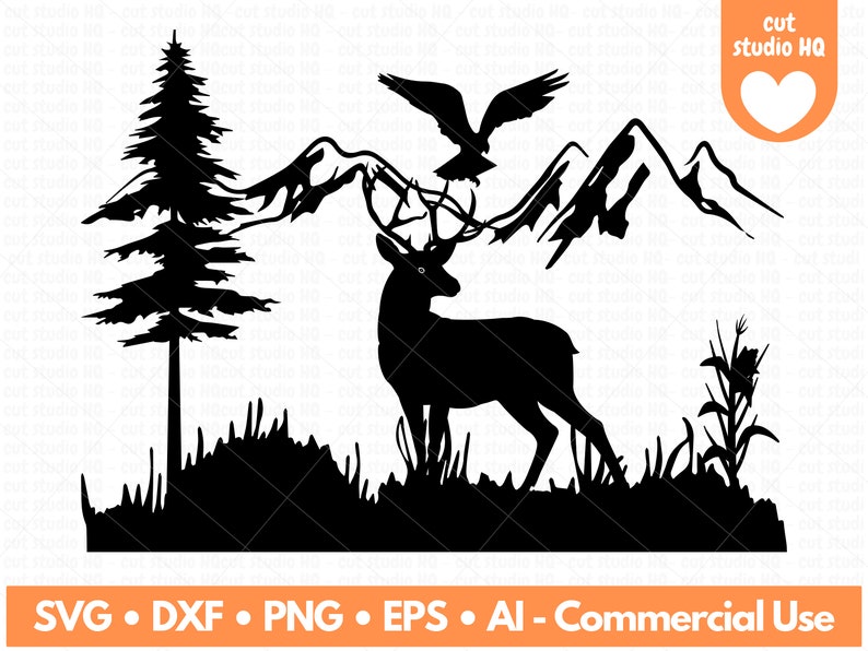 Deer Forest SVG, Deer Forest Png, Deer Forest Dxf, Deer Forest Eps ...